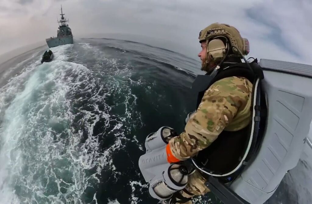 Awesome footage shows UK Marine f@*#en jetpack onto ship and whip out ...